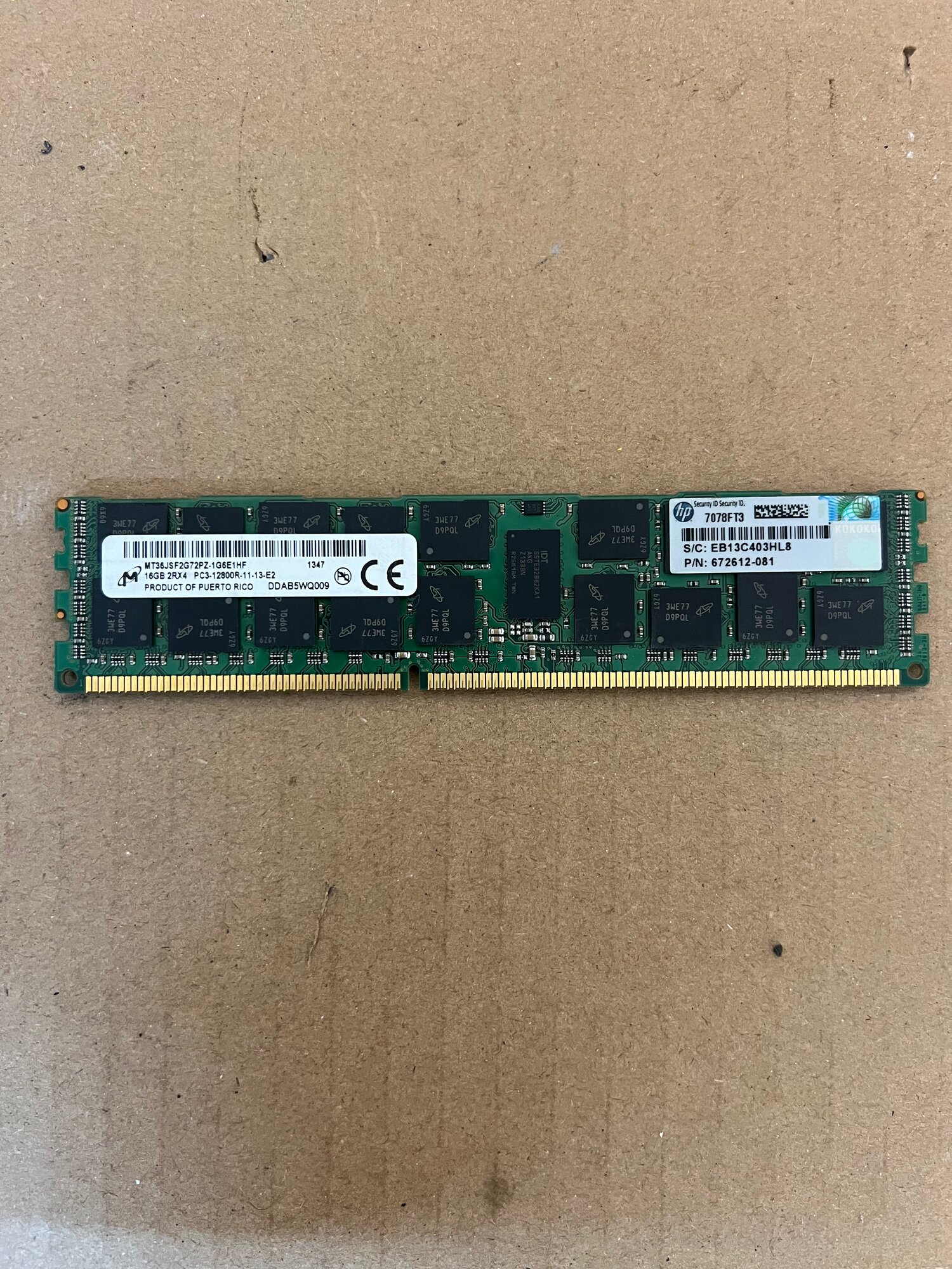 Оперативная память Micron, серверный стандарт, DDR3, 16 GB, 1600 MHz