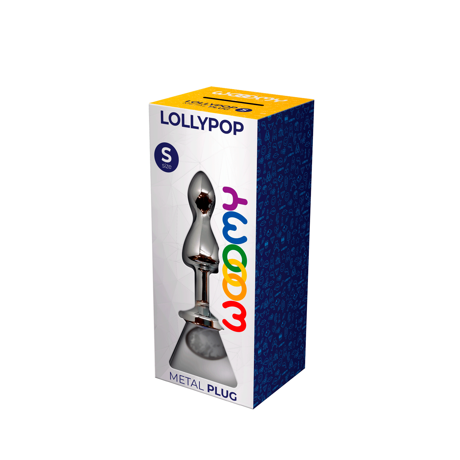 Анальная пробка "Lollypop" Double Ball размер S, металлическая серебристая с кристаллом для комфортной стимуляции