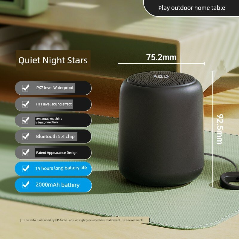 Портативная Bluetooth-колонка HP, миниатюрная беспроводная музыкальная колонка, компактный музыкальный плеер, подарок