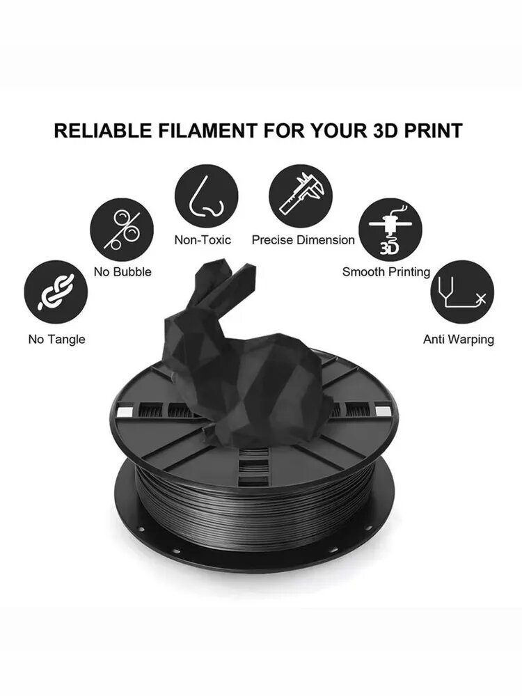 Пластик для 3d принтера PLA+ Black 1KG — фото 1