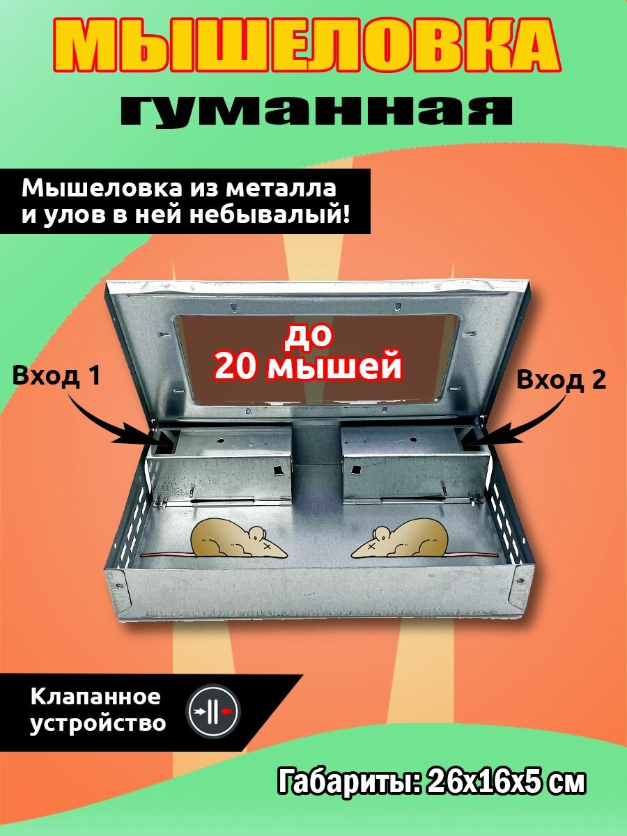 Мышеловка гуманная, металлическая Коттедж № 2, с двумя входами, прозрачным окном сверху, многоразовая, для мышей, вмещает до 20 грызунов мышеловка для мышей ловушка для грызунов