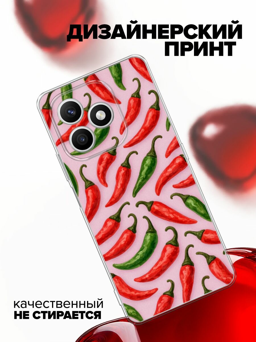 Чехол на Honor X8d / Хонор X8d с принтом Зеленые и красные перцы — фото 1