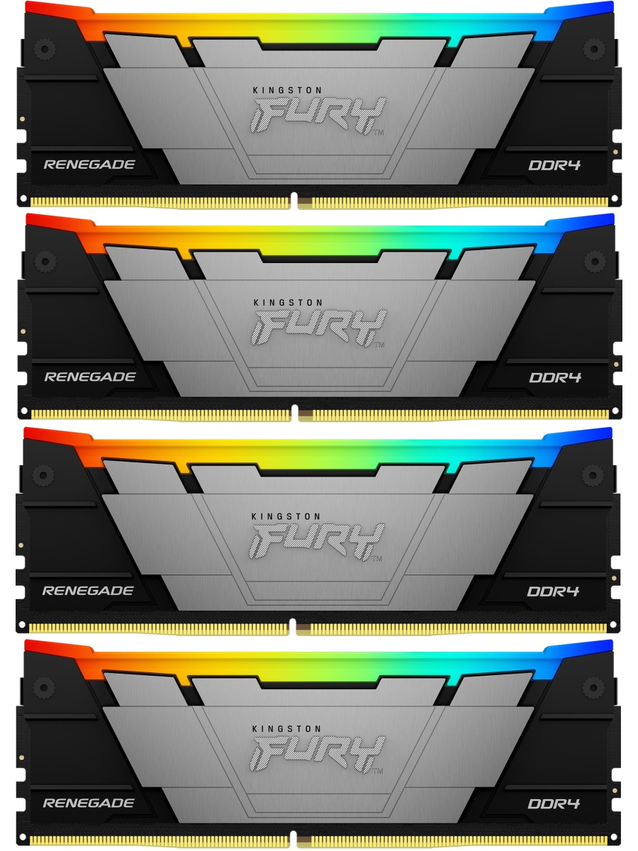 Память DDR4 4x32GB 3600MHz Kingston KF436C18RB2AK4/128 Fury Renegade RGB RTL Gaming PC4-28800 CL18 DIMM 288-pin 1.35В dual rank с радиатором RTL