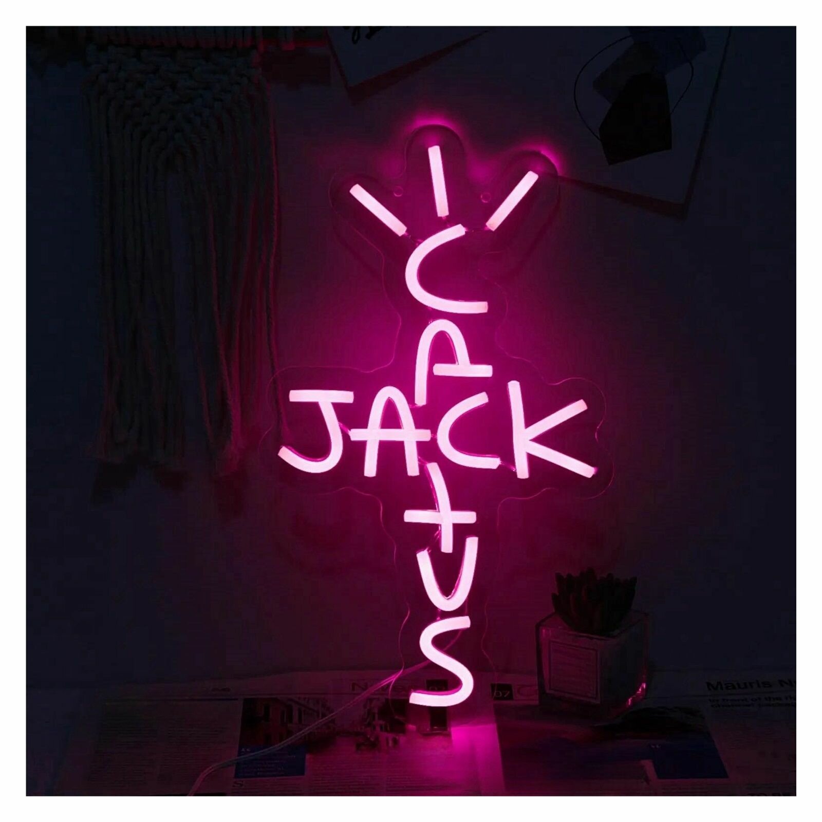 Неоновая вывеска Cactus Jack с регулируемой яркостью художественного оформления стен 24смx40см