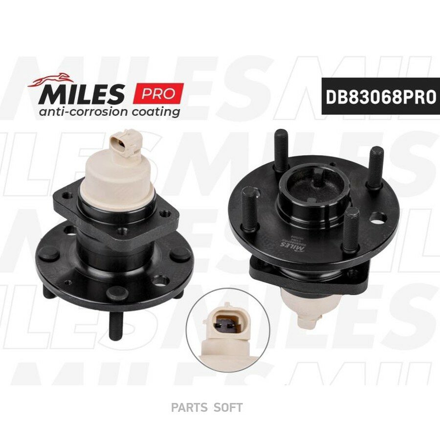 MILES DB83068PRO Ступица с подшипником задняя (4 шпильки) +ABS CHEVROLET LACETTI/EPICA/EVANDA 04- . ()