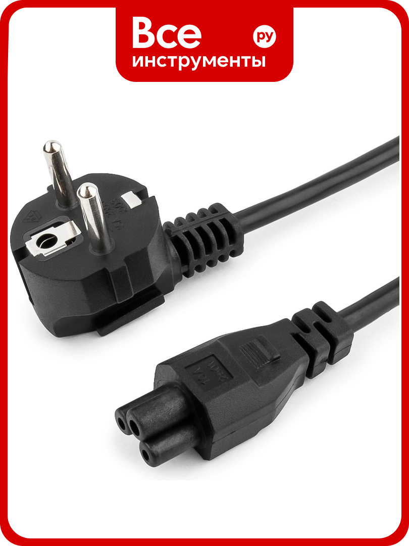 Кабель питания Cablexpert 1м, Schuko- C13, VDE, 10А, черный, с заземлением, пакет PC-186-VDE-1M