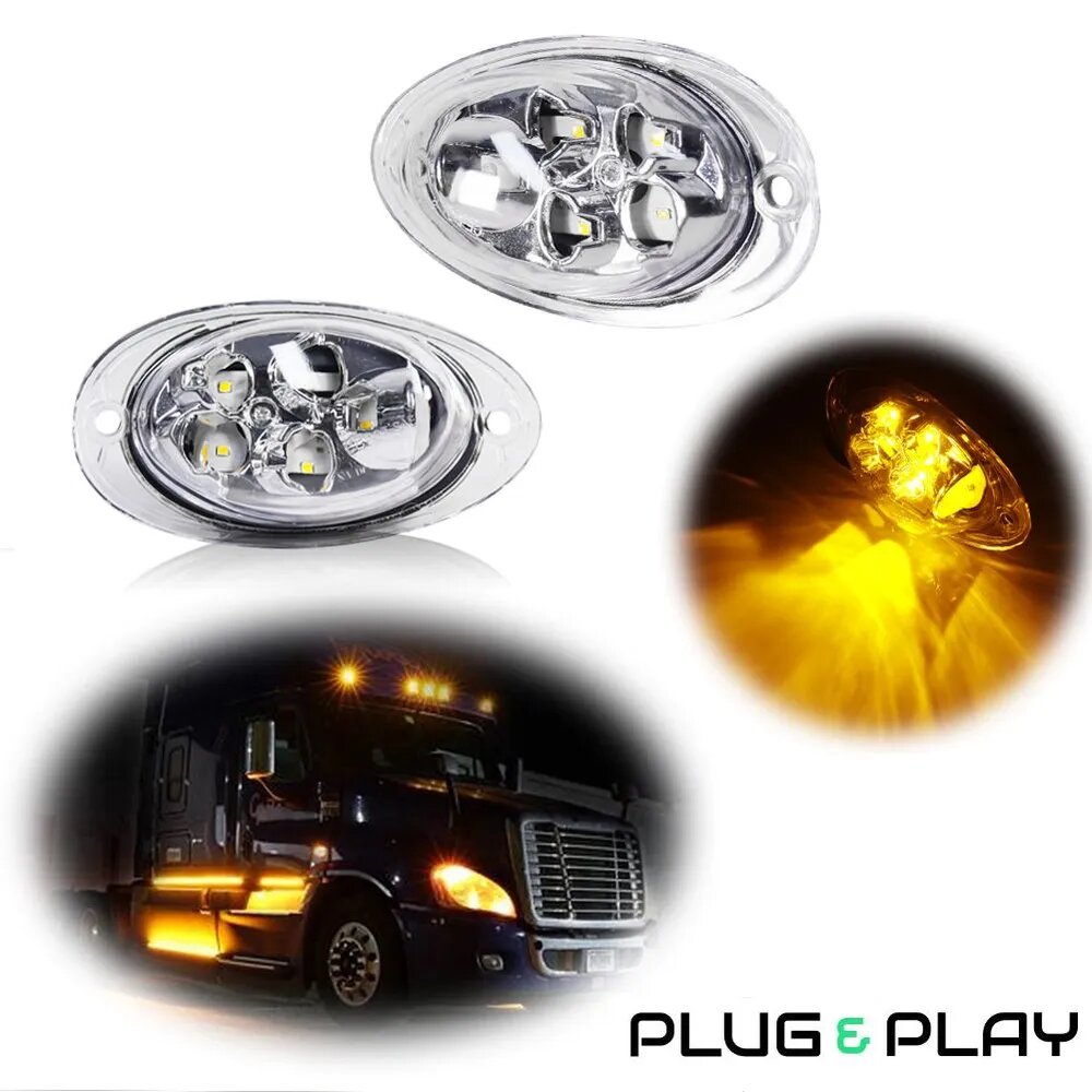 IJDM Лампа автомобильная LED, 2 шт. арт. Полностью светодиодный передний указатель поворота iJDM для грузовика с кабиной, боковой указатель поворота в сборе для полугрузовика Freightliner Cascadia 2008-2017 гг.