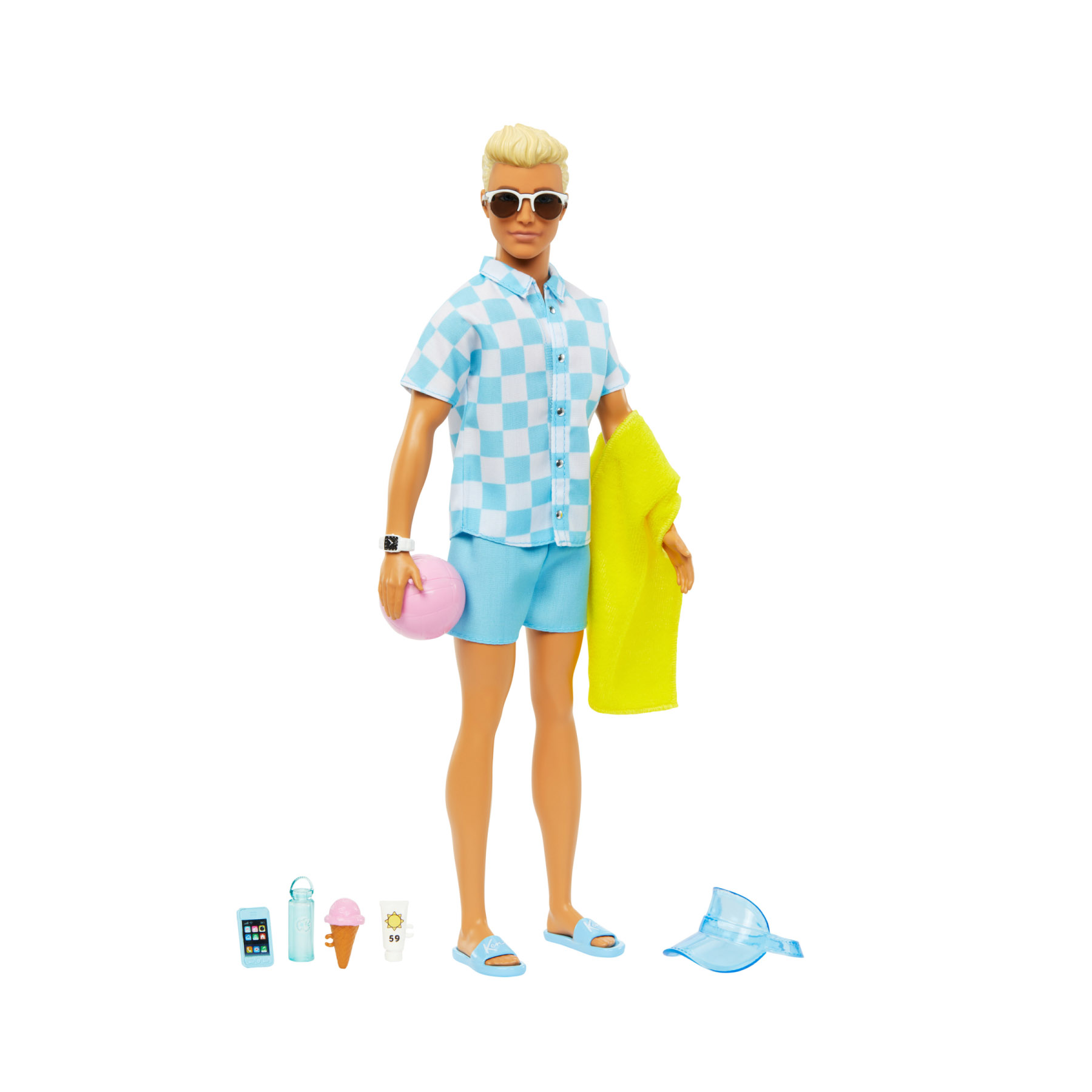 Кукла Mattel Barbie Кен в плавках и пляжных аксессуарах HPL74, 28 см