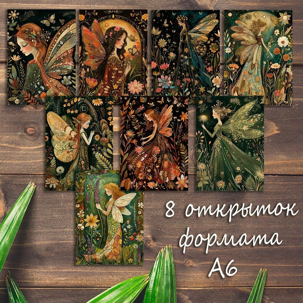 Большой набор открыток Лесная фея, 8 штук