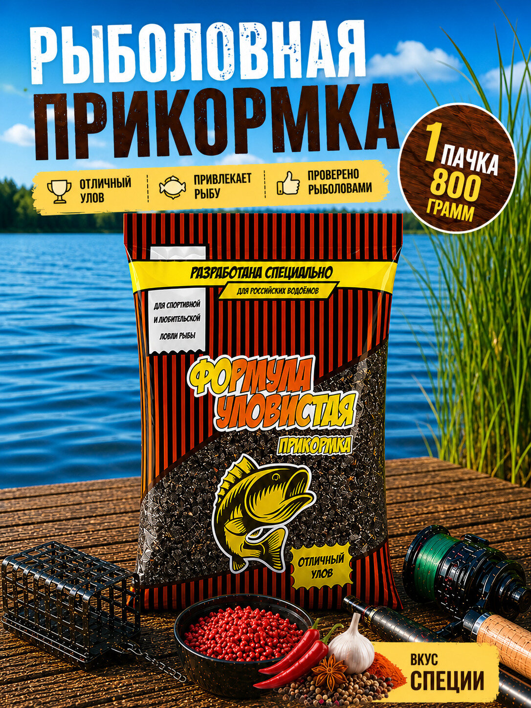 Прикормка для рыбалки уловистая черный лещ с ароматом специй 0.8 кг