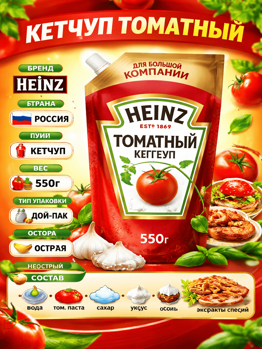 Кетчуп томатный Heinz 550г