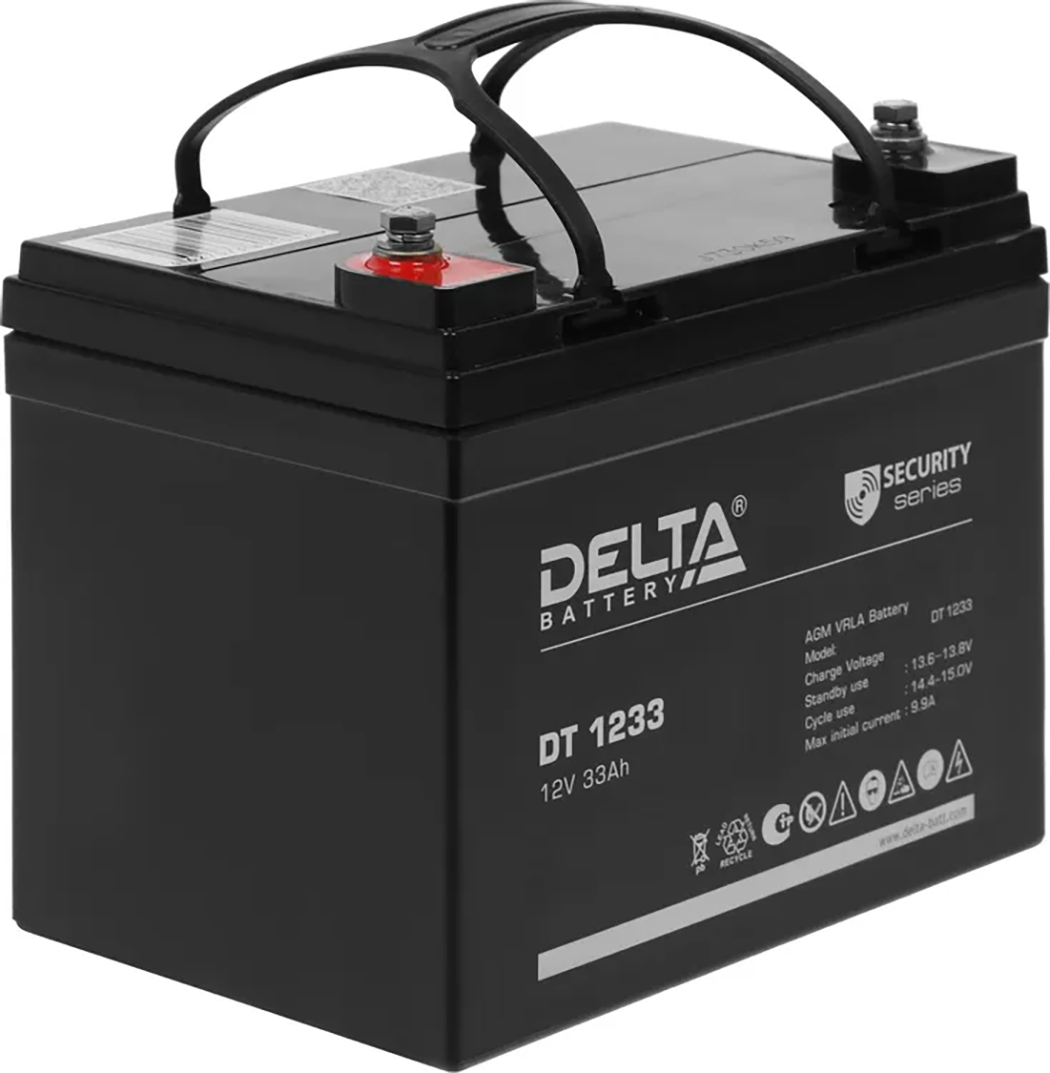 Аккумуляторная батарея DELTA DT 1233, для ИБП, 12 В, 33 Ач, черный
