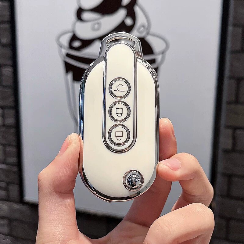 Складной ключевой брелок с 3 кнопками в стиле Gameboy для Wuling Mini EV, белый цвет, компактный дизайн
