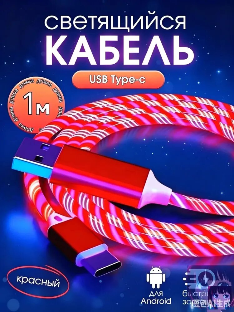 Светящийся кабель для зарядки type-c
