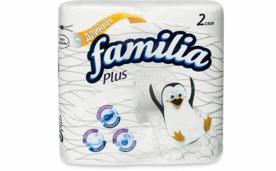 Familia Туалетная бумага Plus, 2 слоя, 4 шт