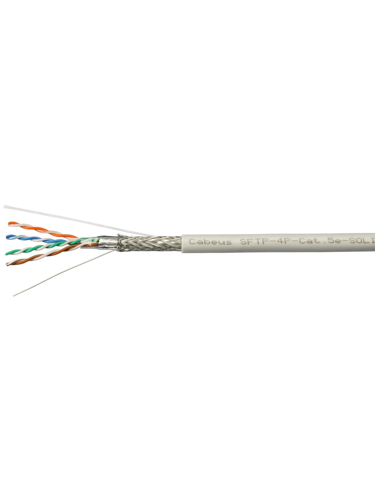 Кабель витая пара S/FTP 5e кат. 4 пары Cabeus SFTP-4P-Cat.5e-SOLID-GY 24AWG(0.51 мм), медь, одножильный (solid)