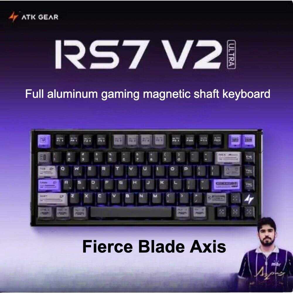 ATK RS7 V2 Ultra Игровая клавиатура с магнитным переключателем, проводная из алюминиевого сплава 8K RT0.001mm