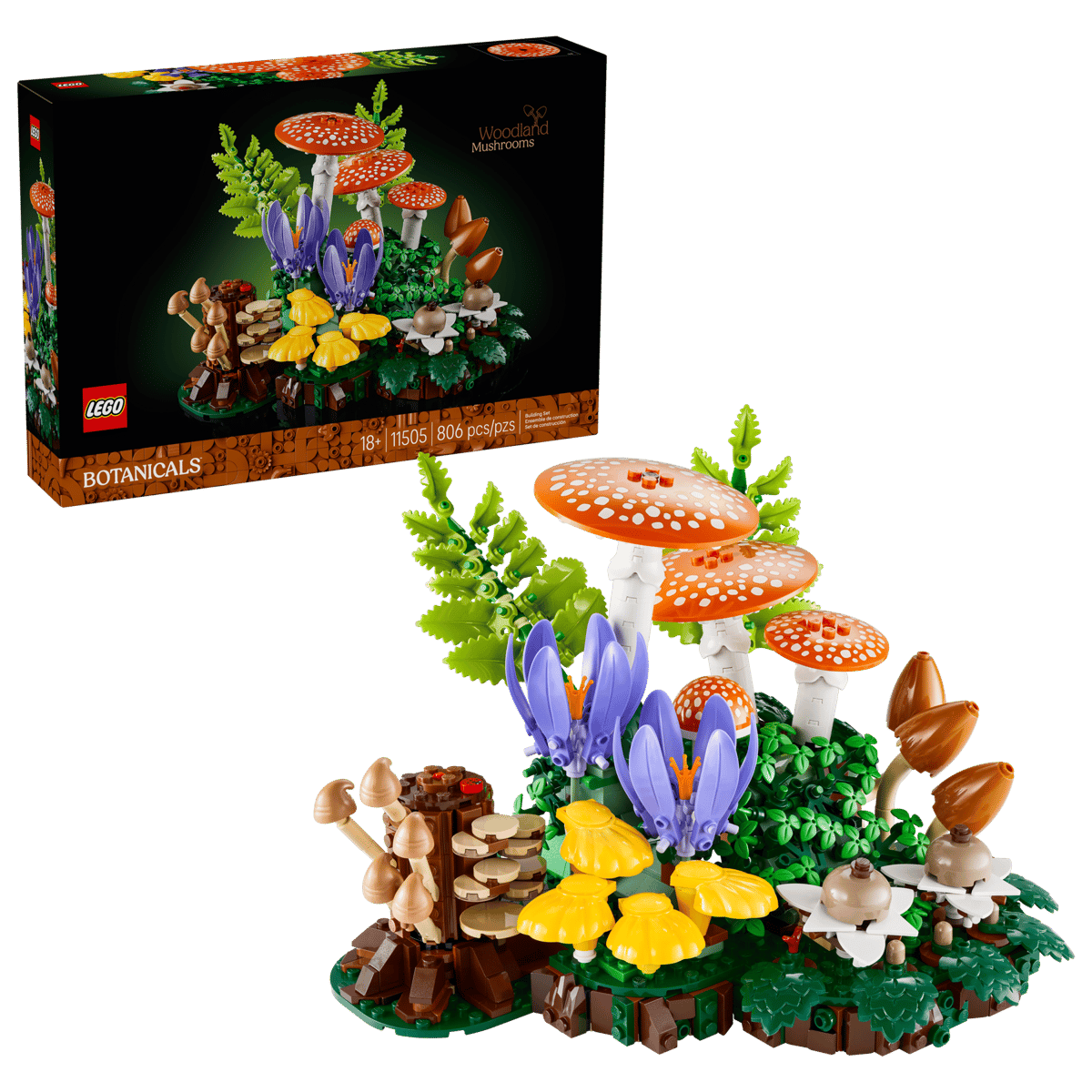 Конструктор LEGO Botanicals 11505 Лесные грибы, разноцветный, 806 дет.