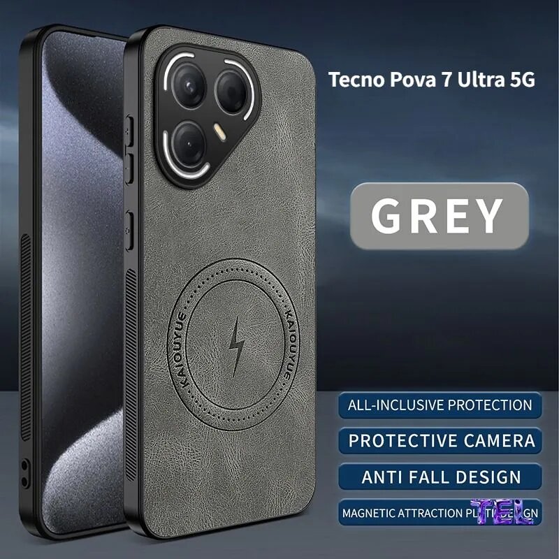 Роскошная кожа MagSafe Чехол для Tecno Pova 7 Ultra 5G ( Техно Пова 7 Ультра 5G )