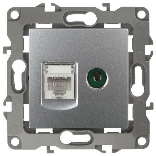 Розетка компьютерная + телевизионная Эра12 12-3110-03 RJ45 + TV IP20 алюм. Эра Б0027443