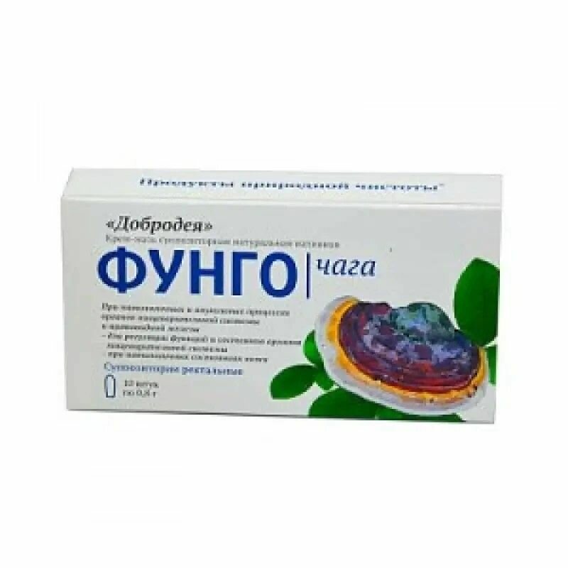 Добродея Фунго свечи Чага при опухолевых изменениях органов пищеварительной системы, 10 шт.