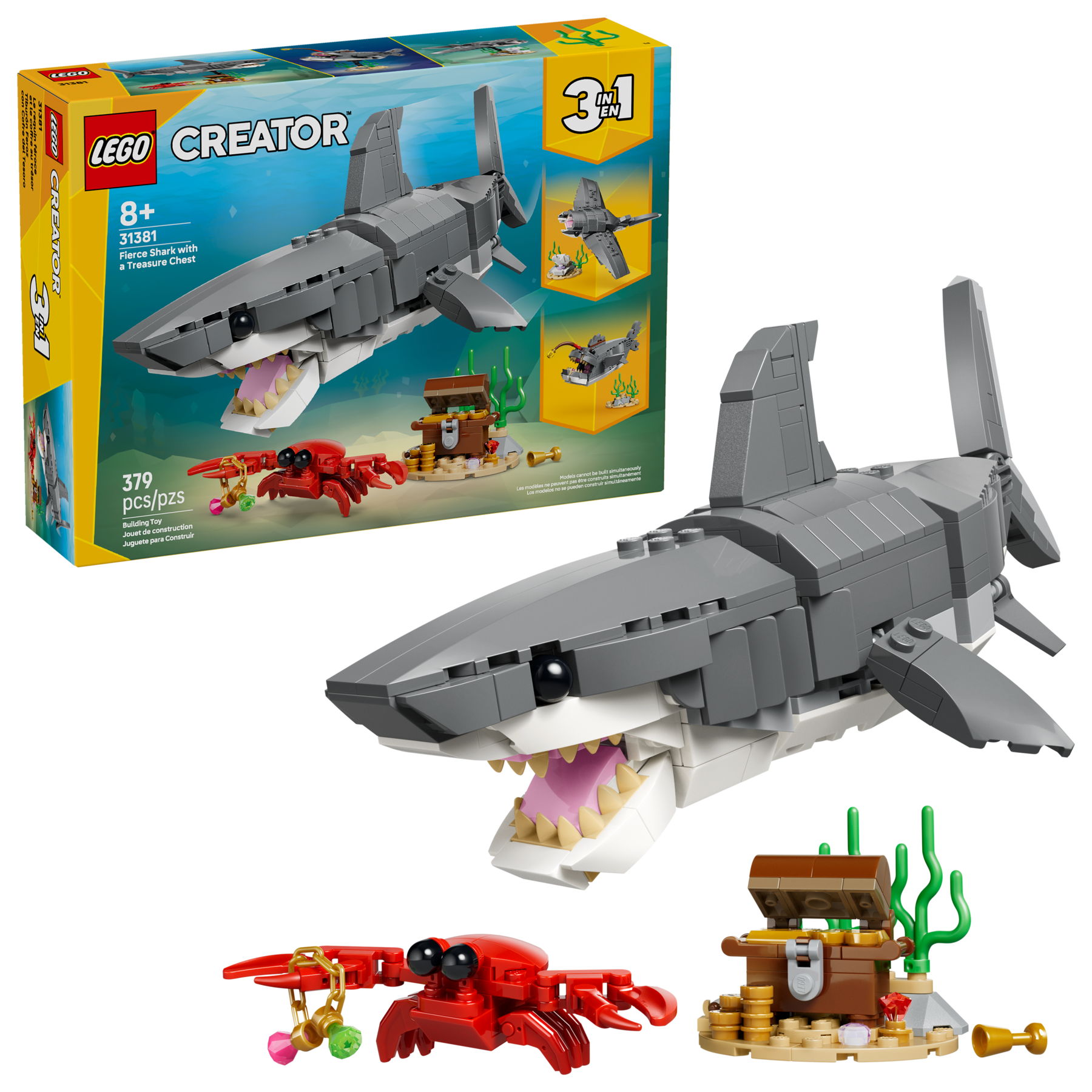 Конструктор LEGO Creator Свирепая акула с сундуком сокровищ 31381, 379 детали, от 8 лет