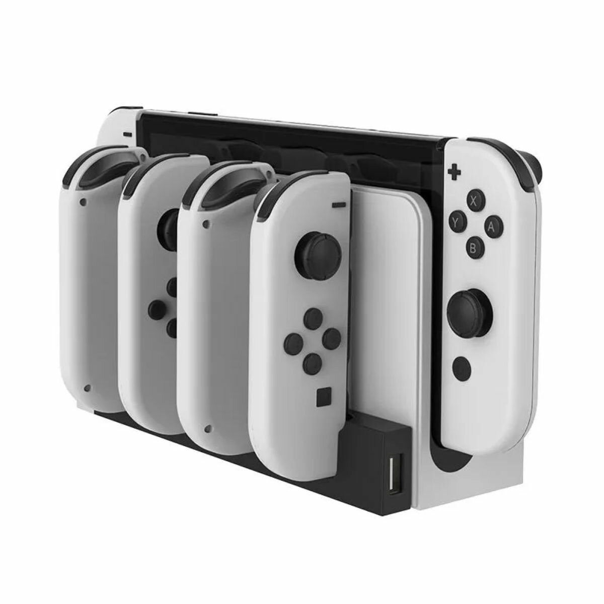 Подставка для док станции и Зарядная станция для контроллеров Joy-Con для Nintendo Switch / OLED Белая