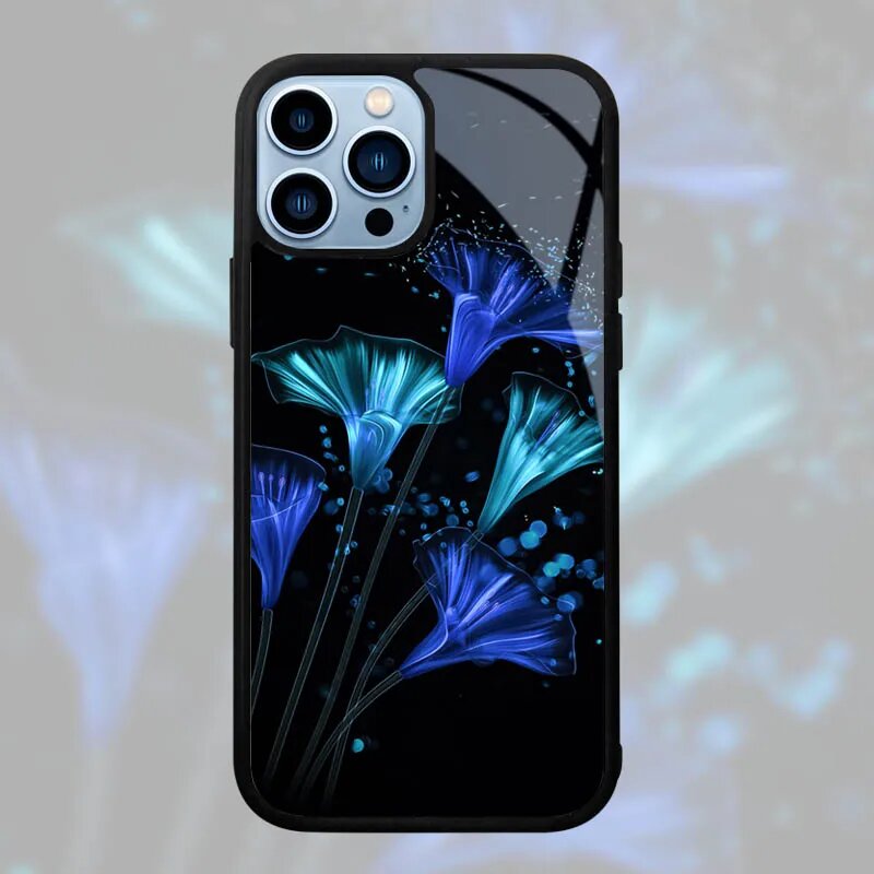 Чехол для телефона Groovy с цветами для iPhone 16 15 14 Pro Синий, IP-WMMH108, For iPhone 14Pro Max