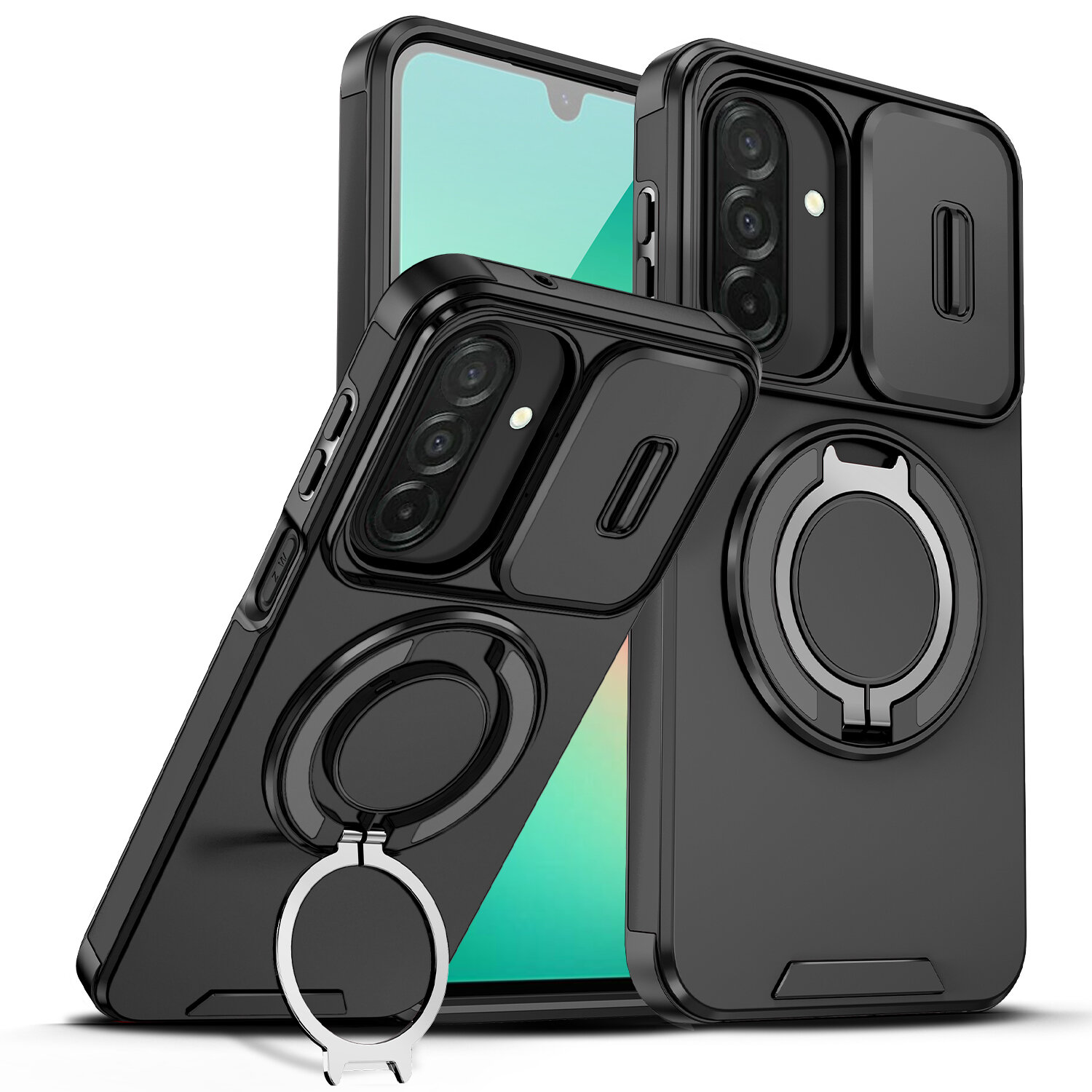 Чехол Для Samsung Galaxy A27 / Самсунг Галакси A27, soft touch, чехол-кардиомонитор, поликарбонат (PC), защита камеры, ударопрочный, усиленные углы, держатель поп-сокет, Samsung, Samsung Galaxy A27, black