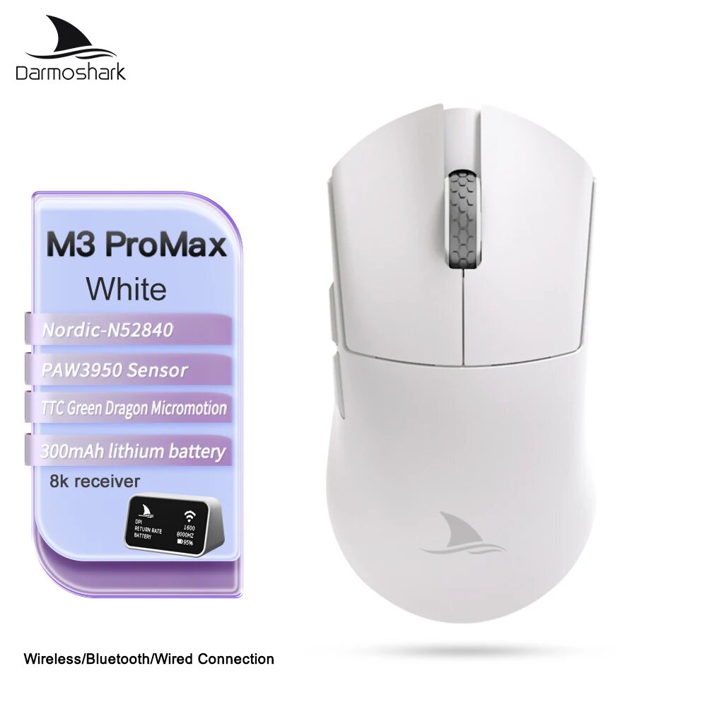 Darmosark M3 Pro Max White беспроводная мышь Bluetooth 8K