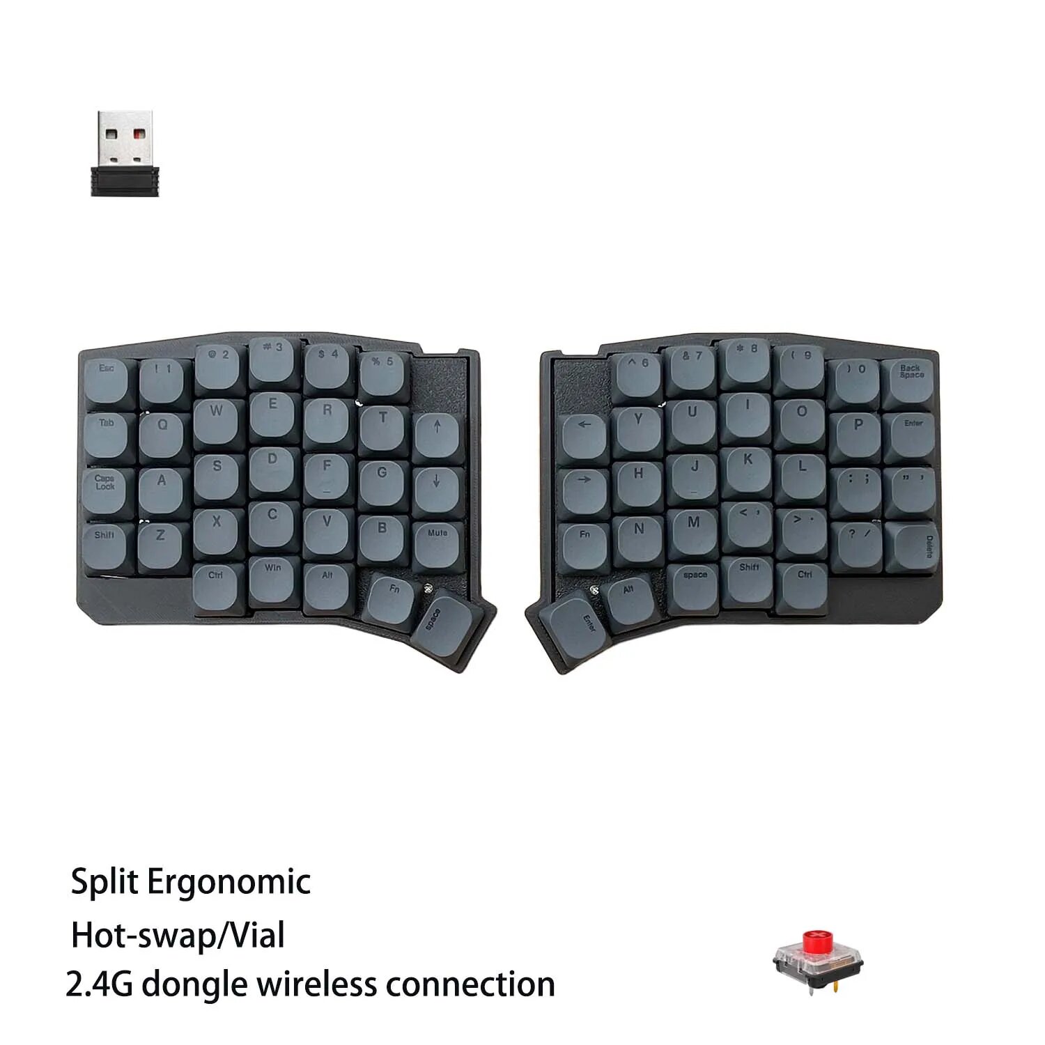 Механическая клавиатура Split Ergonomic 2.4G, BP V2 Red