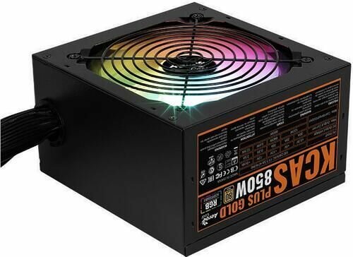 Блок питания Aerocool KCAS PLUS GOLD 850W (4710560000000) черный - 850 Вт, 80+ Gold, ATX 20+4 пин, 4 pin + 4 pin x2 CPU, 8 SATA, 2 x 6 pin PCI-E