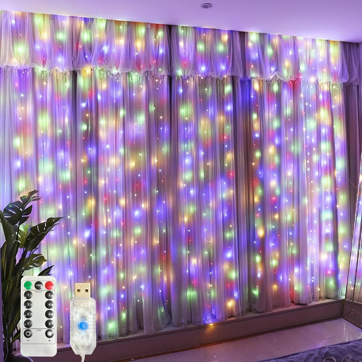 USB LED гирлянда-штора Multicolor 4x3 м