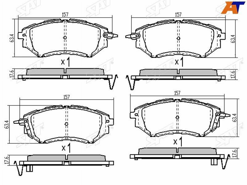 . SAT Тормозные колодки передние для SUBARU LEGACY BP/BH