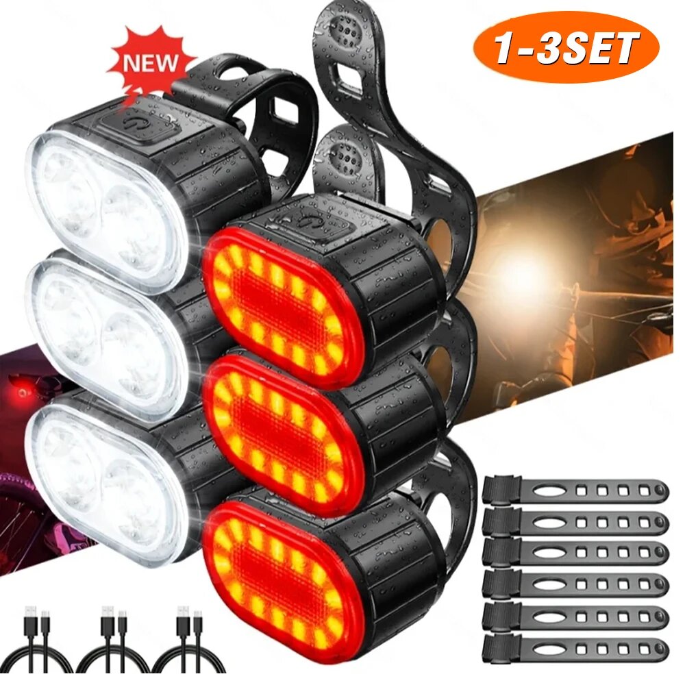 Велофонари Heinast Set 3, передние и задние, USB-C