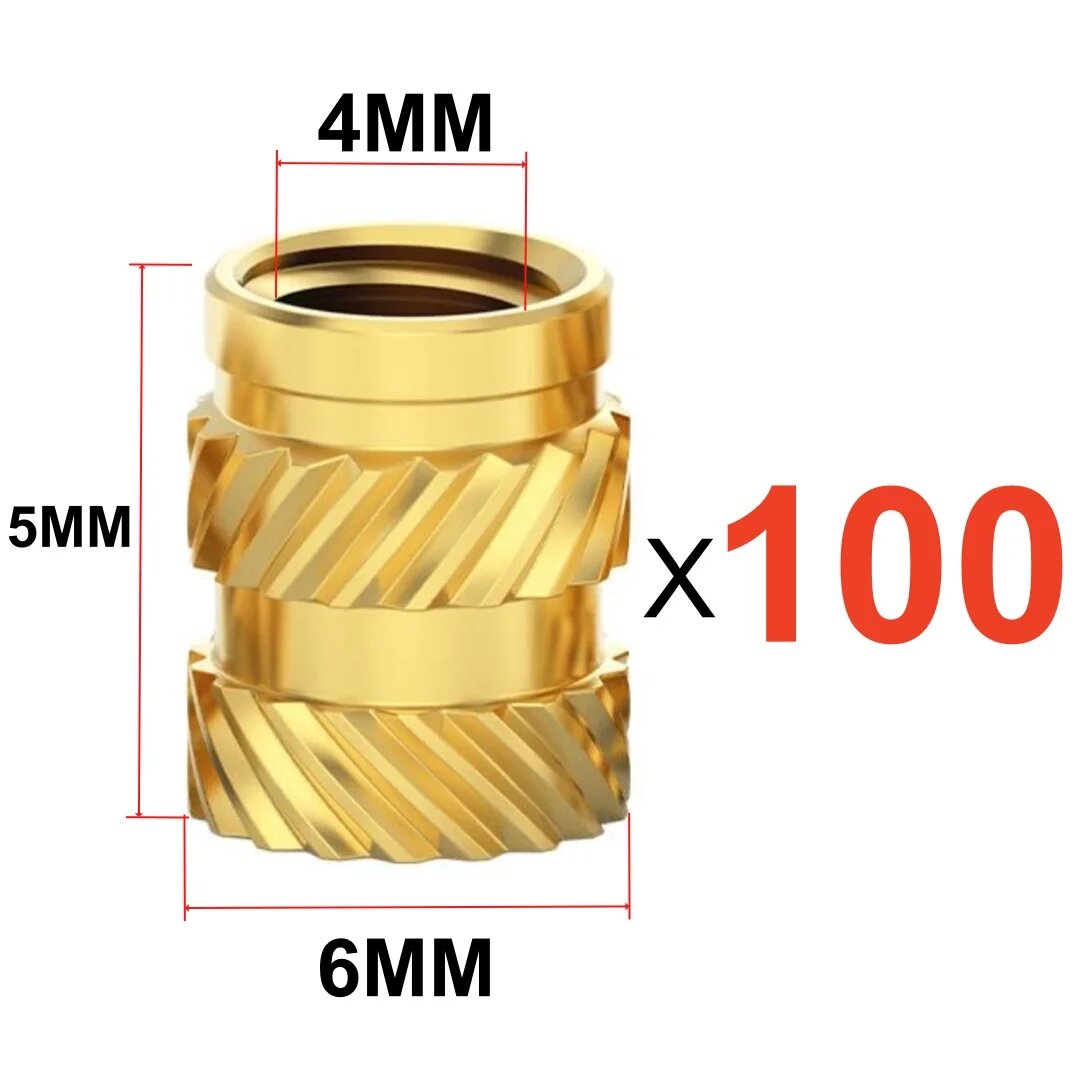 Латунные гайки M4x5x6, 100 шт.