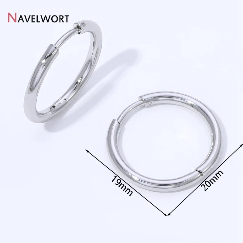 Серьги-кольца NAVELWORT из золота 14K, латунь, родиевое покрытие 3 Pairs, Rhodium color