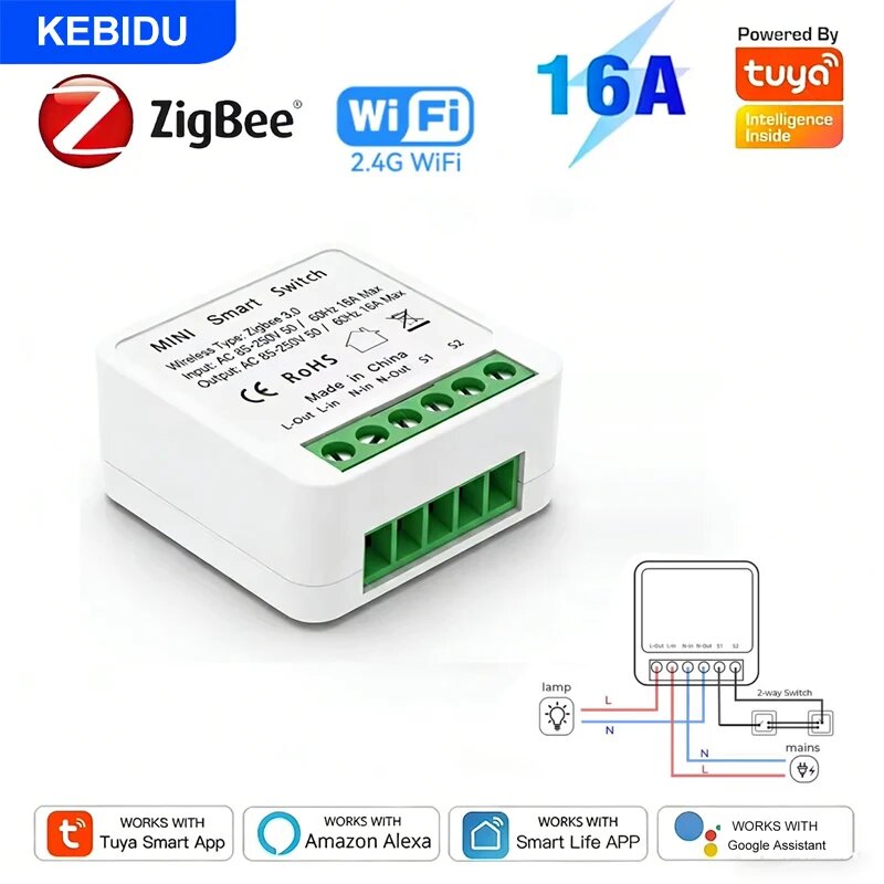 KEBIDU Tuya Zigbee Smart Switch 16A ZigBee switch — фото 1