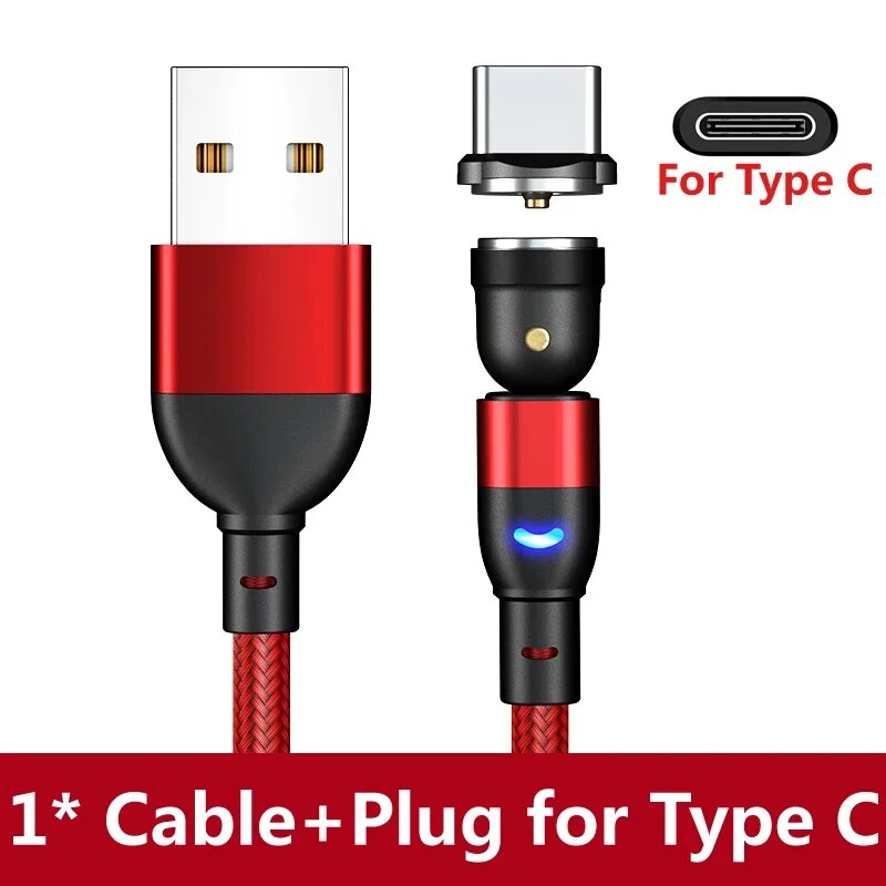 Поворотный USB-кабель AUFU на 540 градусов, 3 м, магнитное зарядное 3m(10ft), Red for Type C