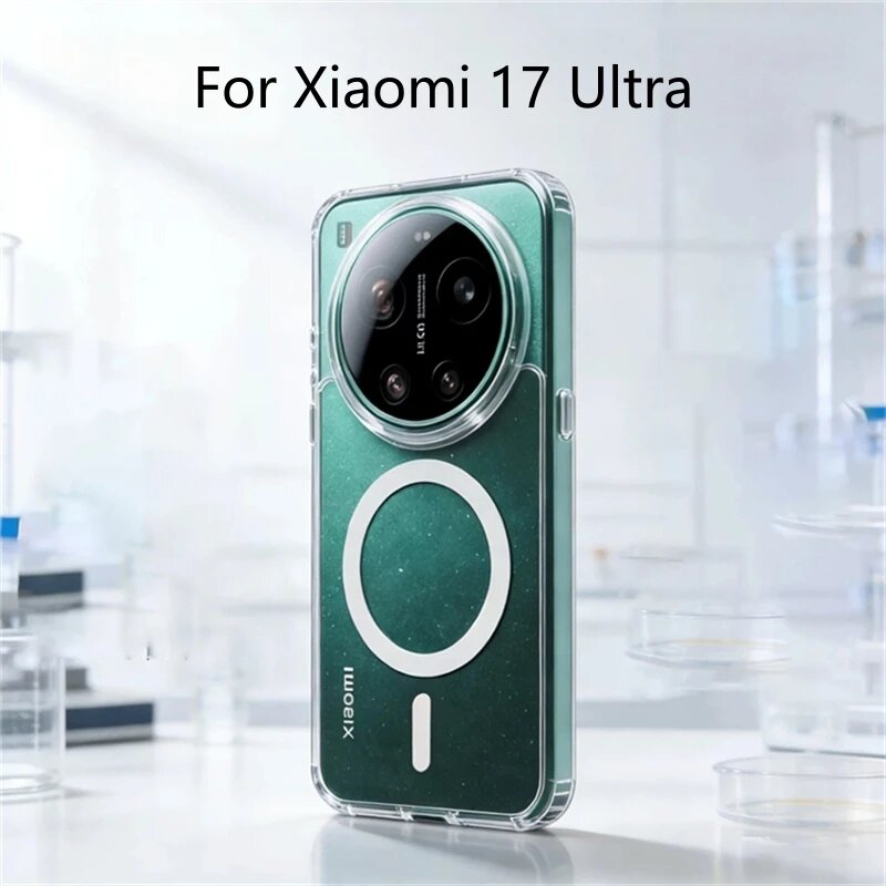 Чехол для Xiaomi 17 Ultra, магнитный акриловый прозрачный защитный чехол для телефона MagSafe, противоударный бампер для Mi 17 Ultra 5G