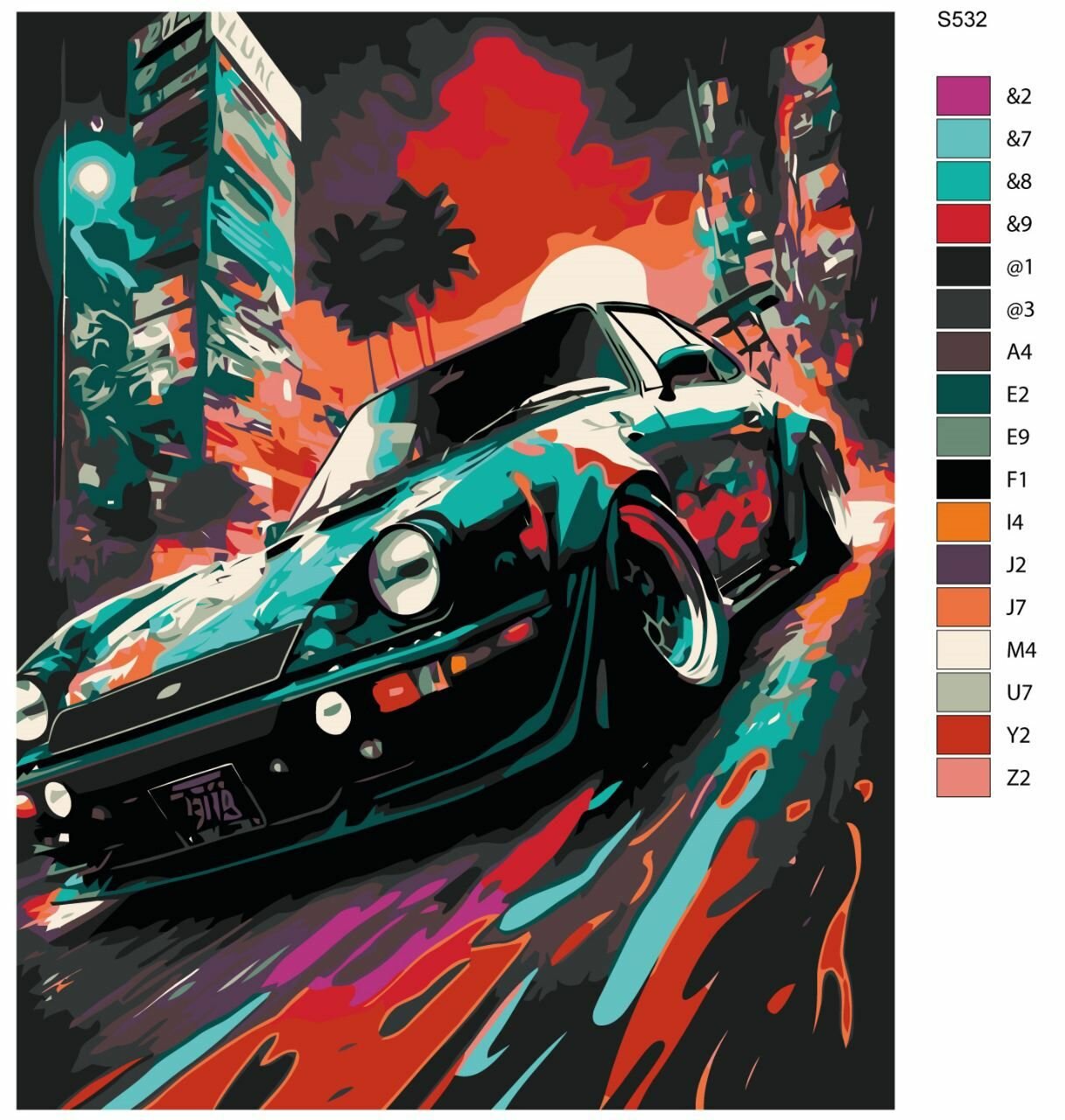 Картина по номерам S532 "Спортивные машины. Porsche 911 (Порше)" 80x100 см
