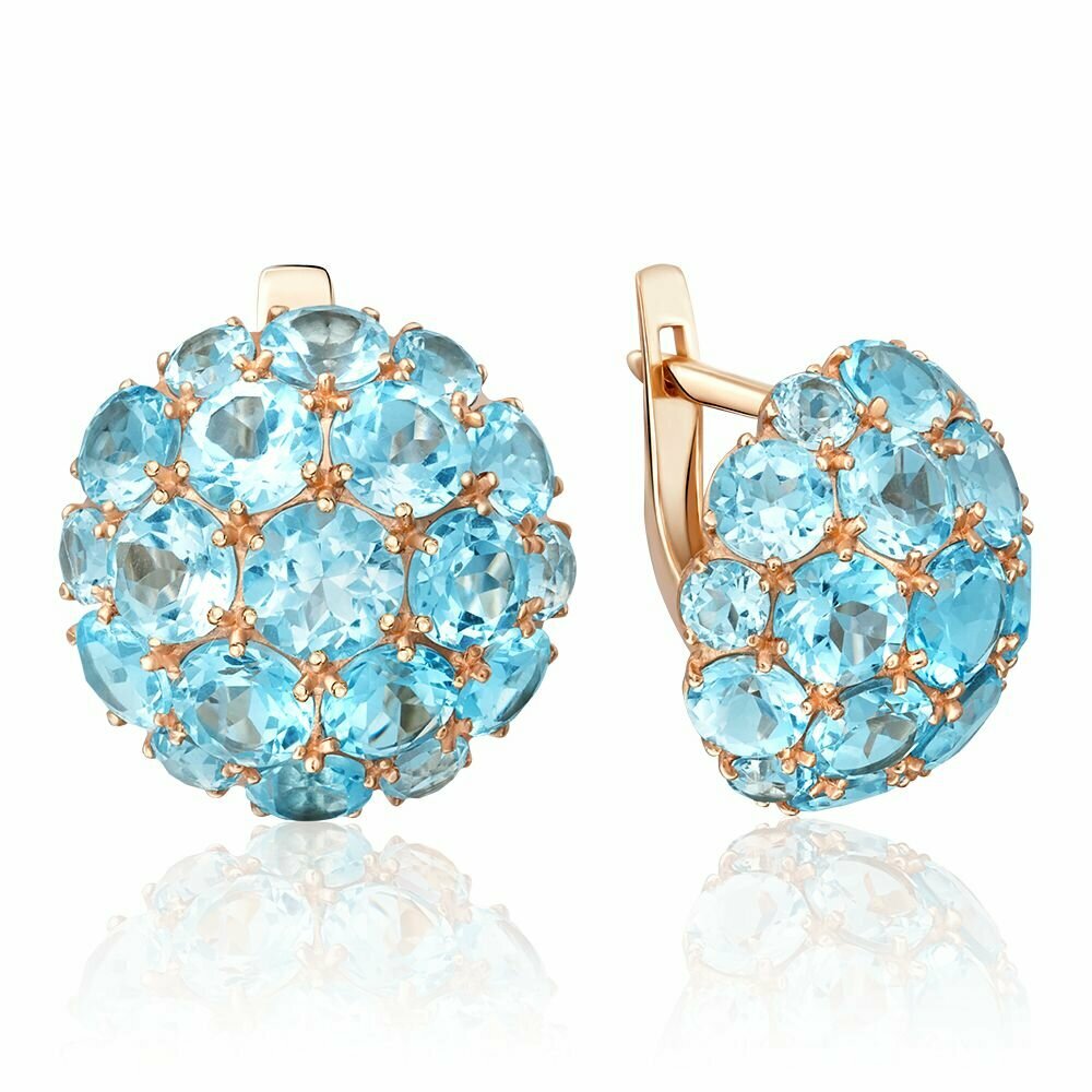 Серьги, красное золото, 585 проба, топаз