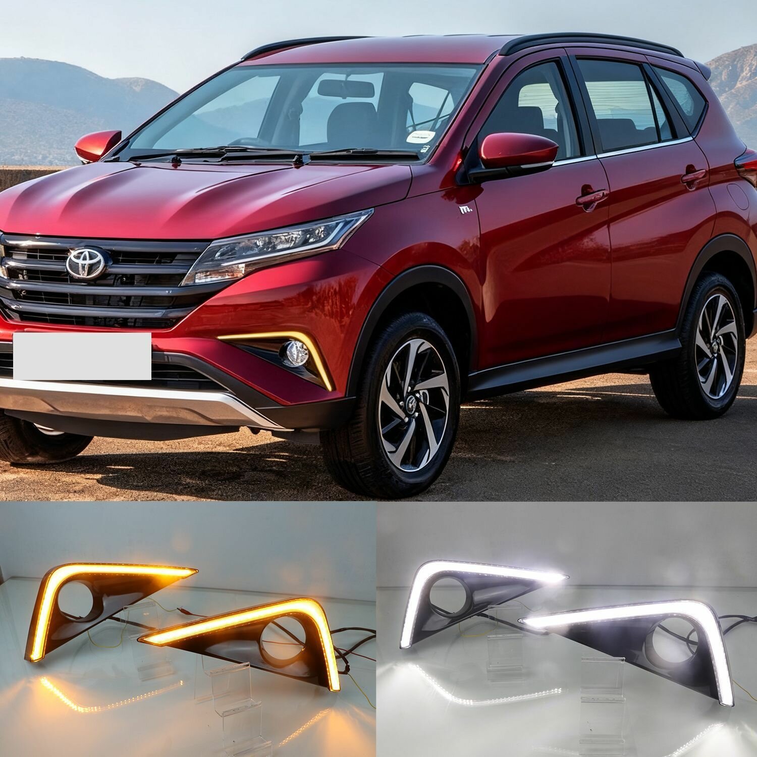 Подходит для Toyota Rush 2018-2019, специальные дневные ходовые светодиодные фары с потоковым сигналом поворота