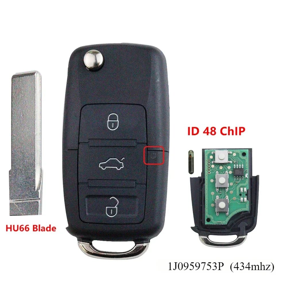 Брелок для VW Skoda Seat, ID48, HU66, 1J0959753P