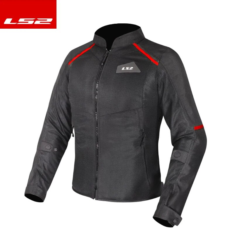 Летняя мотоциклетная куртка Ls2 MJ176, дышащая сетчатая куртка для езды на M, Мульти, Black red