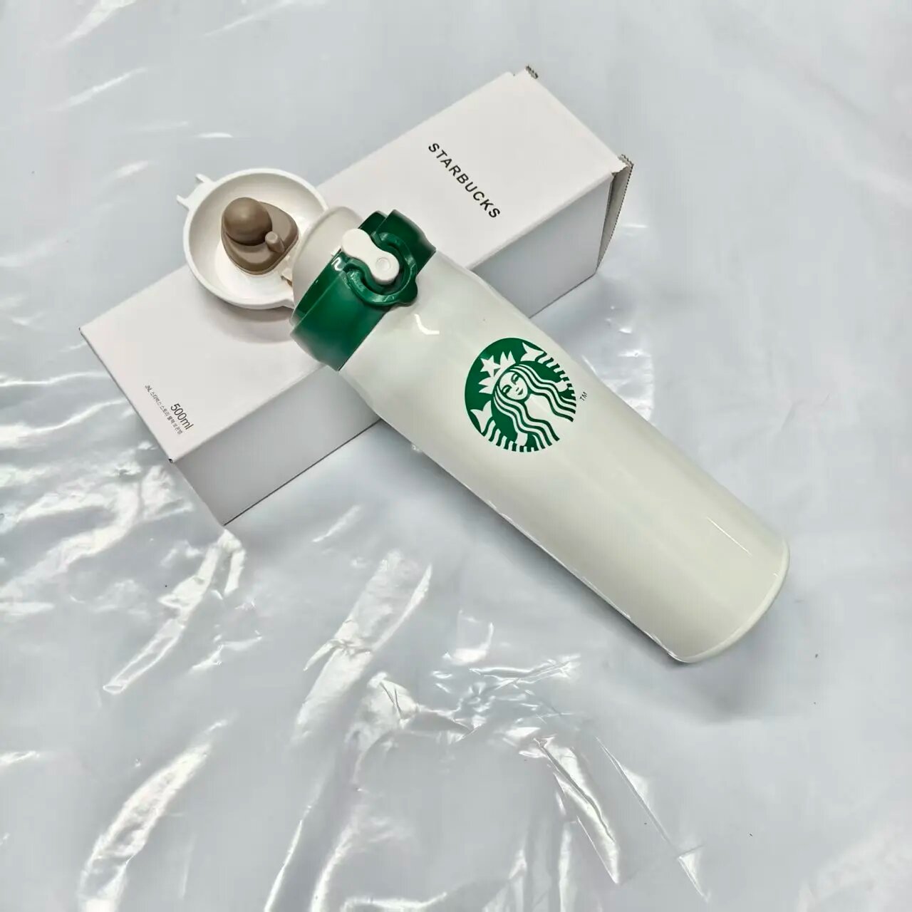 Термос Starbucks 500 мл белый зеленый