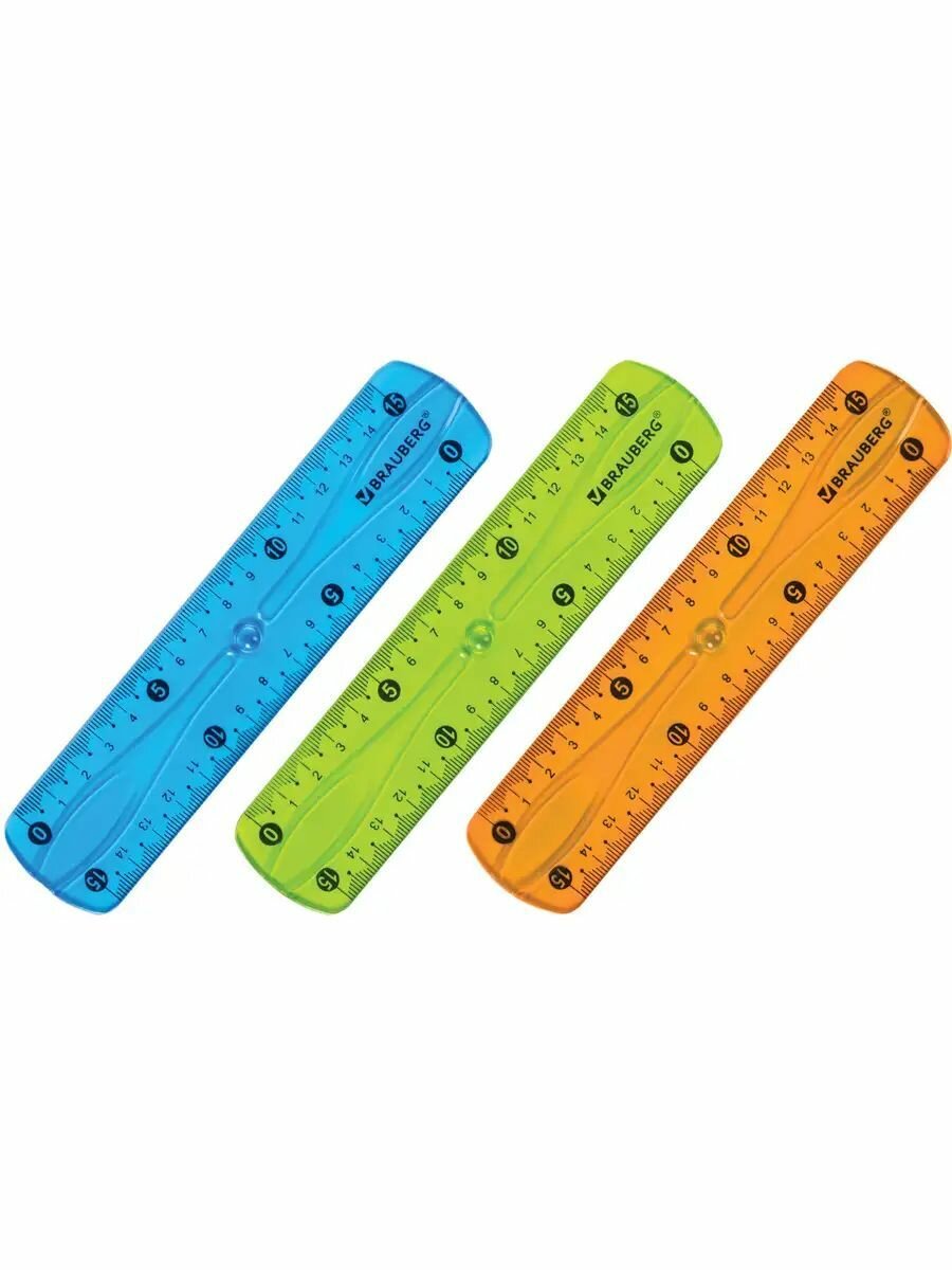 Линейка пластик 15 см Brauberg Flex, гибкая