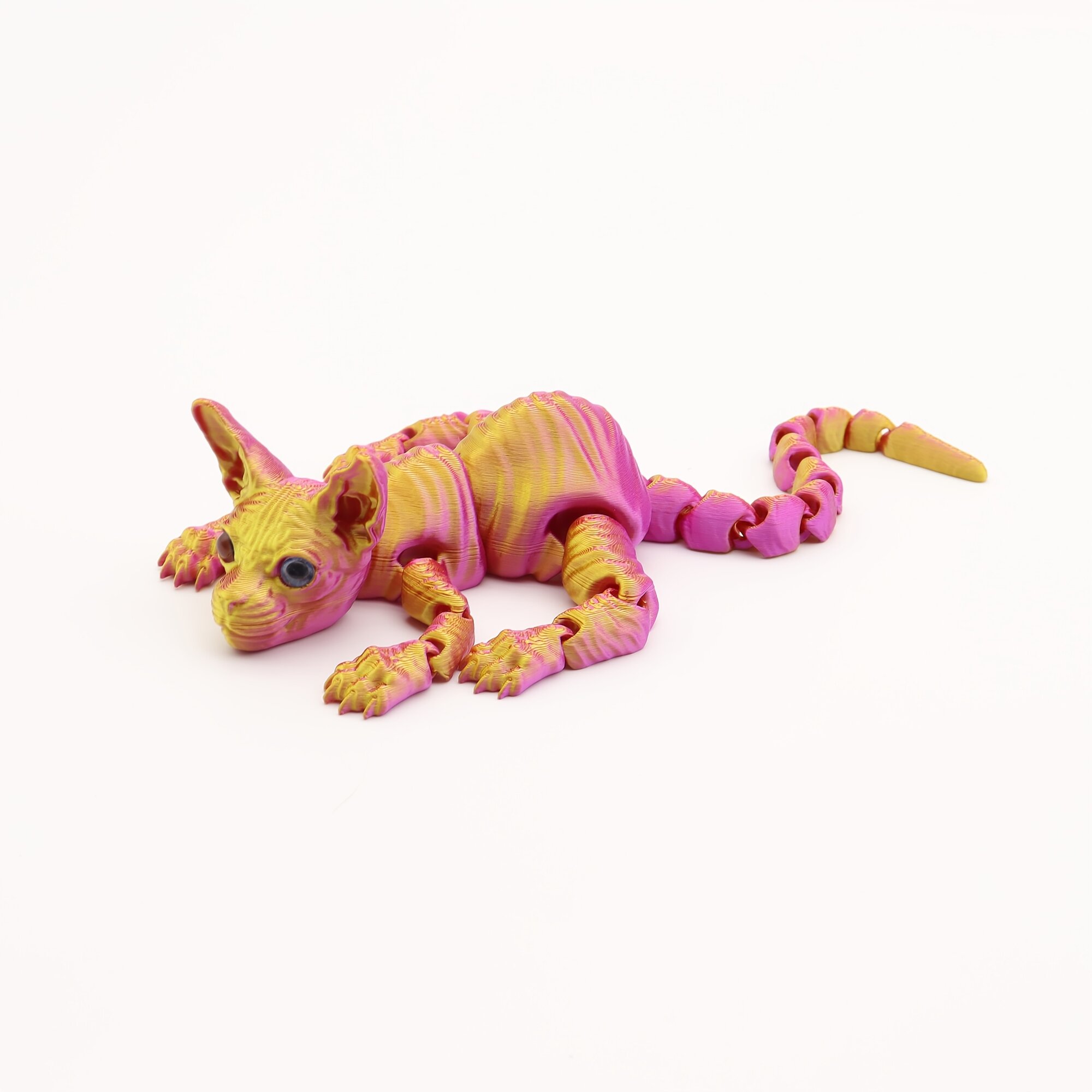 3D-печатный котенок с подвижными суставами, фигурка для декора на Хэллоуин и Рождество, цвет фиолетово-золотой, 1 шт.