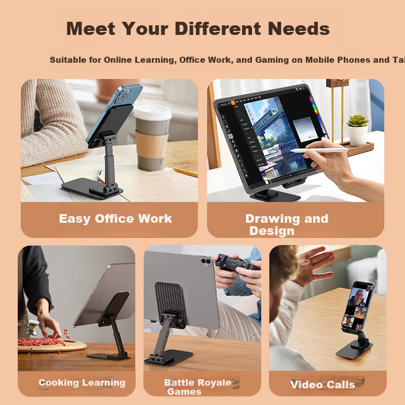 PISEN Phone Stand Tablet Stand Desktop Rotatable Folding Live Streaming Drama Watching TikTok Stand Lazy Bedside Stand Universal Phone Holder White