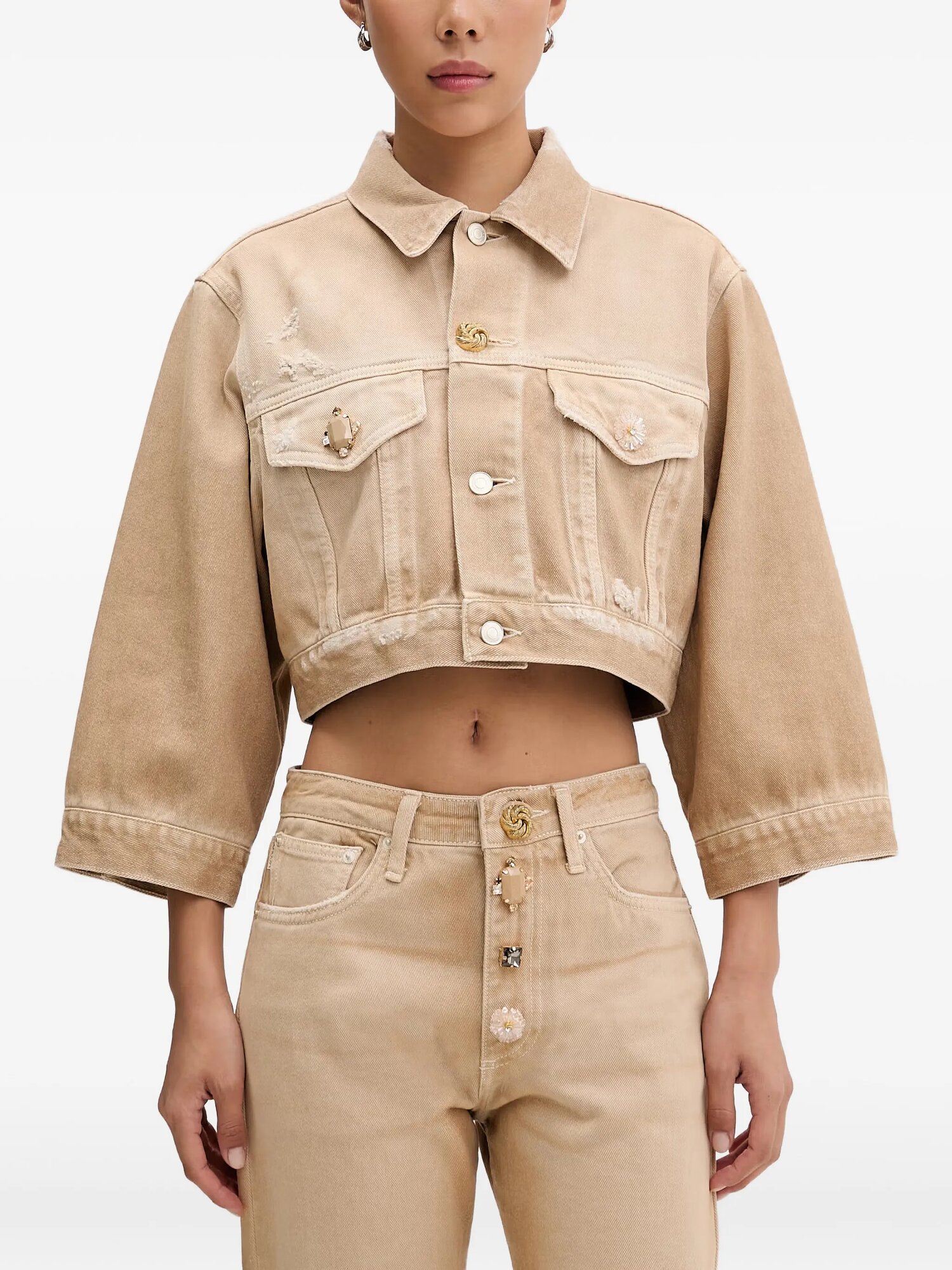 Куртка Embellished cropped denim jacket